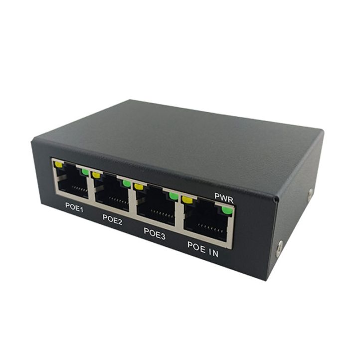1 Piece 4 Port Gigabit POE Extender 100/1000M Network Switch Extender Black IEEE802.3Af/At Plug ...