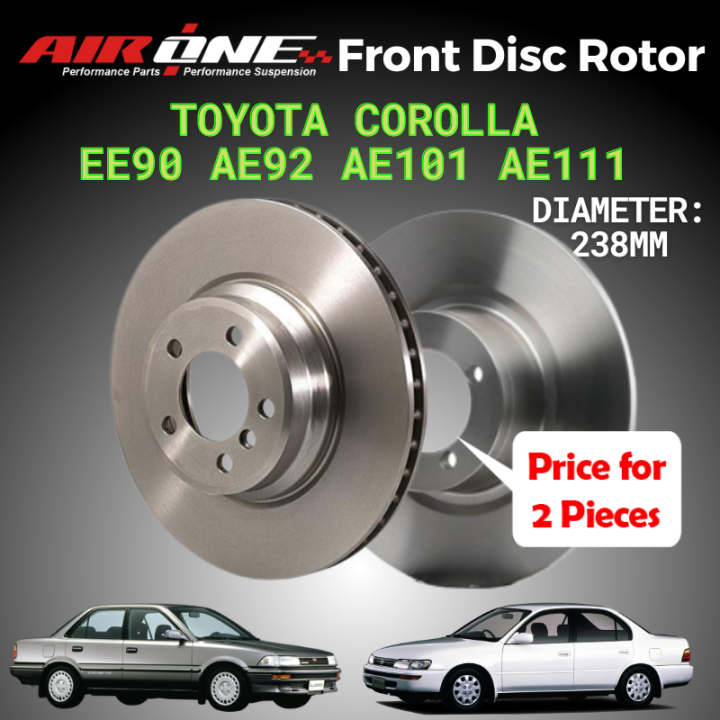AIRONE Toyota Corolla EE90 AE92 AE101 AE111 Front (Depan) OE Brake Disc ...