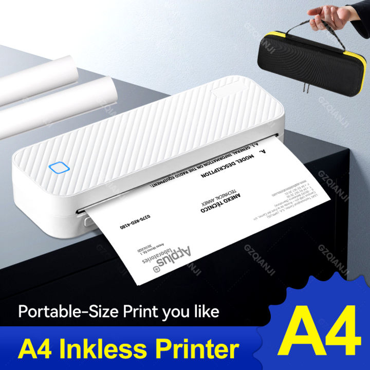 Mini Thermal Printer Bluetooth Portable Wireless A4 Maker With Paper ...