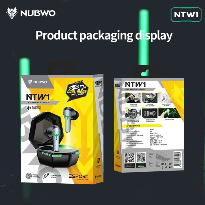 Nubwo NTW1 Gaming Earphone Wireless หูฟังเกมมิ่งไร้สายพร้อมไฟแสดงสถานะ ...
