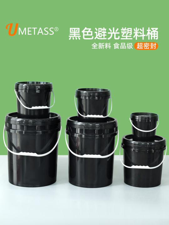 Black plastic bucket with lid, big mouth packaging bucket, small bucket ...