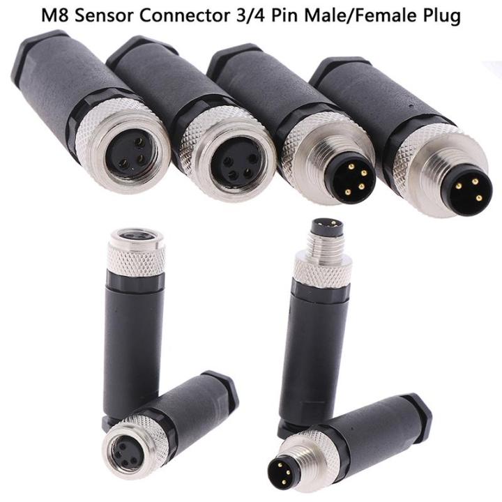 1Pc M8 Sensor Connector 3/4 Pin Male/Female Straight Angle Plug ...