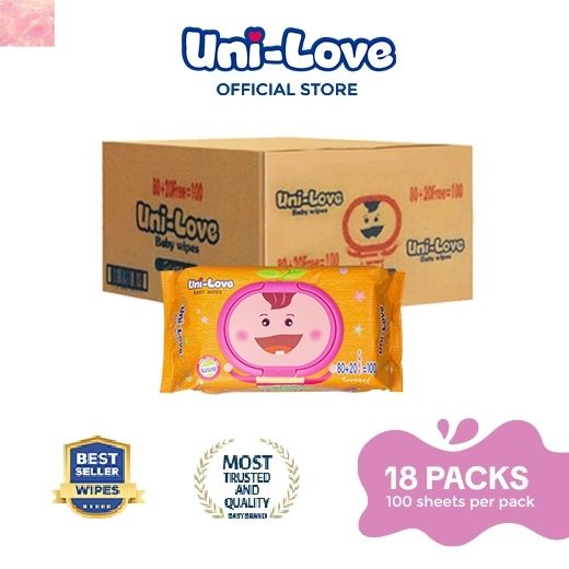 UniLove Powder Scent Baby Wipes 100's Pack of 18 (1 Case) # | Lazada PH