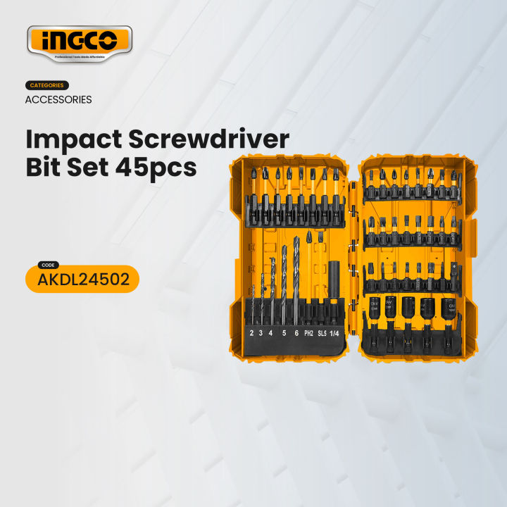 INGCO 45pcs Impact Screwdriver Bits Set AKDL24502 IHT | Lazada PH