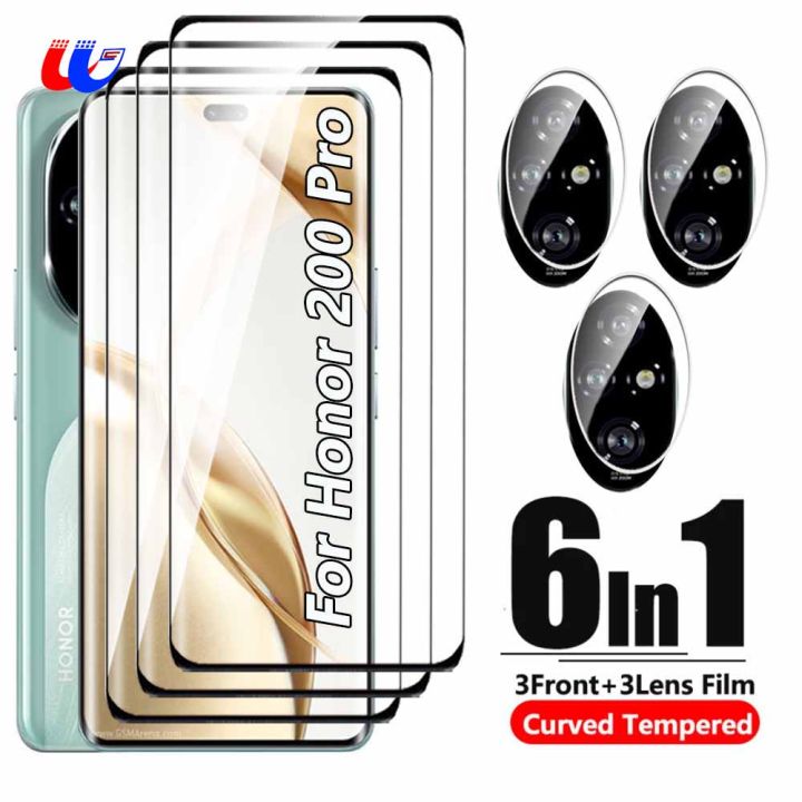 เพื่อเป็นเกียรติแก่200ฟิล์มแก้วแบบโปร6To1กระจกโค้ง Honor 200 Pro Honor 200 200Pro ELP-AN00เลนส์ ...