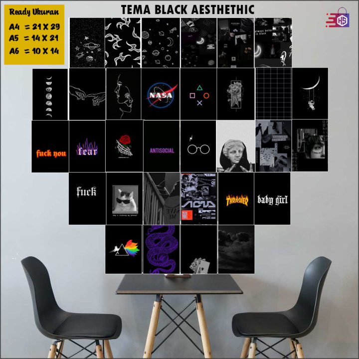 Poster Dinding Kamar Ukuran A6 A5 A4 Tema Black aesthetic - Poster ...