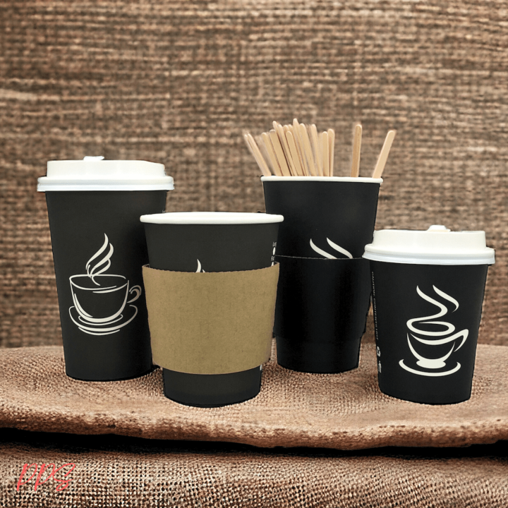 50pcs 8oz/12oz/16oz Black Coffee Paper Cup Printed Coffee Logo with ...