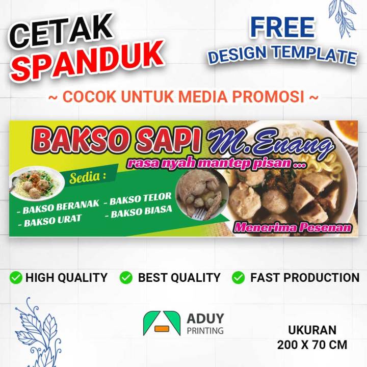 Cetak Banner Spanduk Makanan Bakso Bisa Custom Ukuran 200x70 cm ...