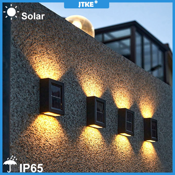 JTKE LED Solar Wall Lamp Outdoor Waterproof Luminous Lighting Garden ...