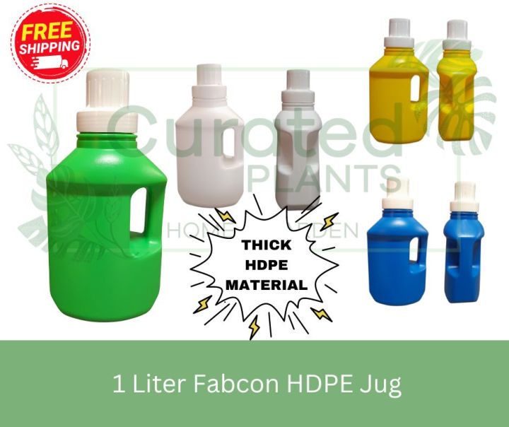 **1 Liter Fabcon HDPE Jug (EMPTY) with WHITE measuring Cap | Lazada PH