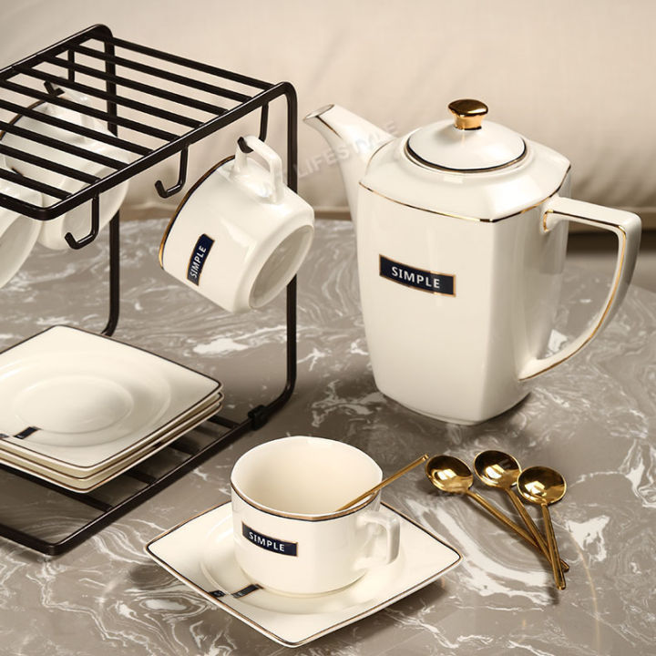 （Local SG）Nordic style ceramic with shelf English afternoon tea Set ...