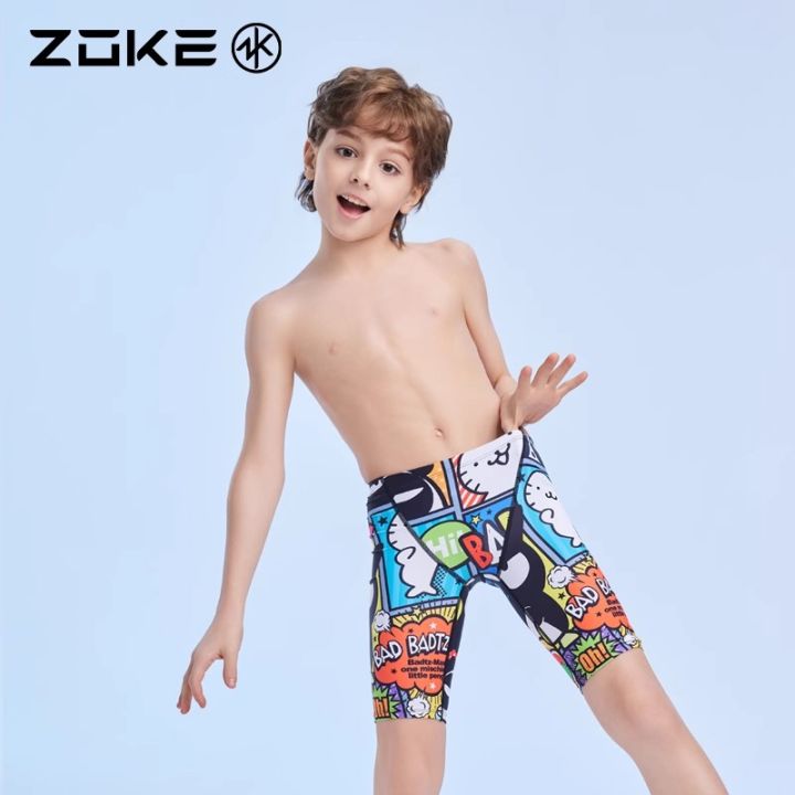 Zoke Boys กางเกงว่ายน้ำแข่งขันการฝึกอาชีพการ์ตูนเด็กยาวถึงเข่า ...