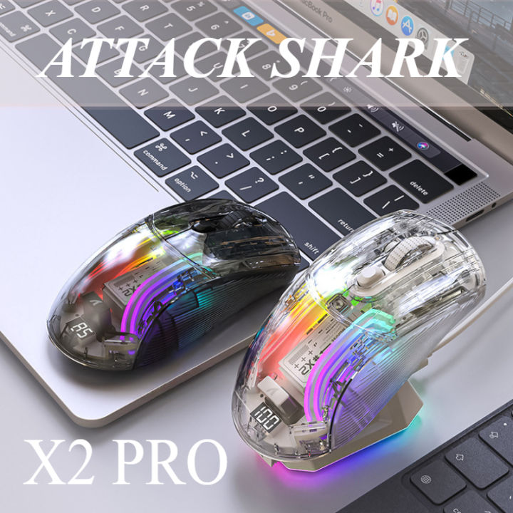 X2PRO RGB Transparent Wireless Mouse With Magnetic Charging Dock Tri ...