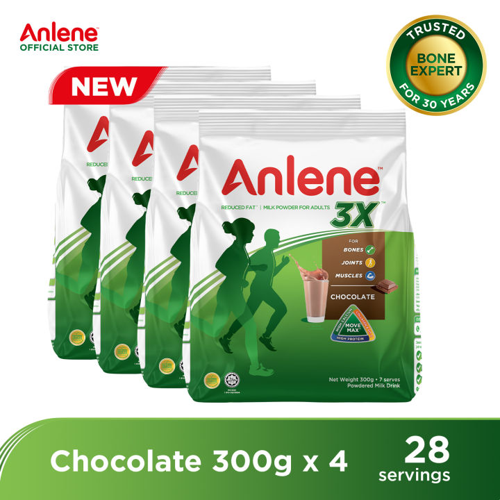 Anlene 3X Adult Milk Powder Chocolate 300G x4 | Lazada PH