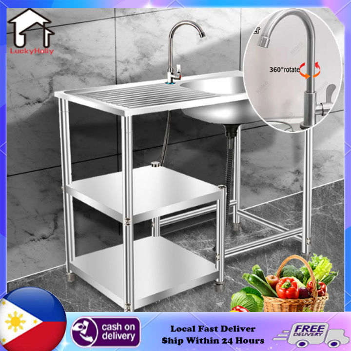【COD&Local】Free Standing Stainless Steel Single Bowl Commercial ...