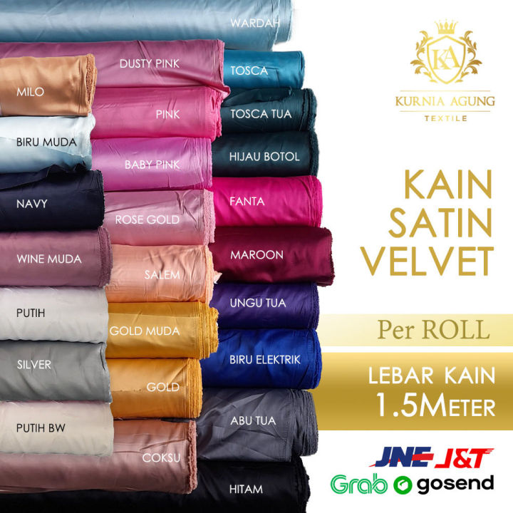 Kain SATIN VELVET 1 ROLL Rolan Gulungan 150CM LEBAR PREMIUM by Roberto ...