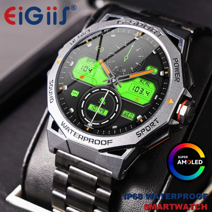 Eigiis smart watch AMOLED military men health fitness tracker ...