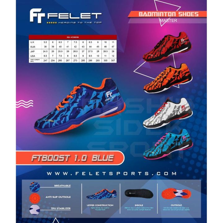 Felet Badminton Shoes Boost 1.0 V2 Kasut Badminton 100% Ori By Fleet ...