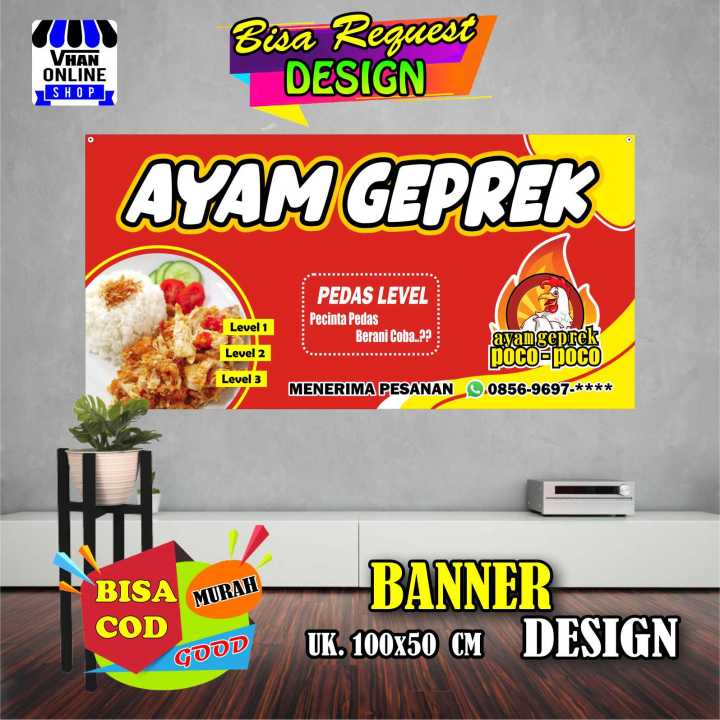 Spanduk Banner Ayam Geprek, Chicken Crispy, Tebal Bagus | Lazada Indonesia
