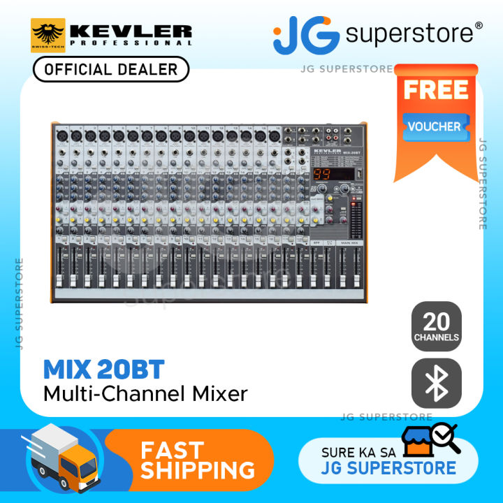 KEVLER MIX-20BT 20-Channel Compact Bluetooth Mixer with 16 Microphone ...