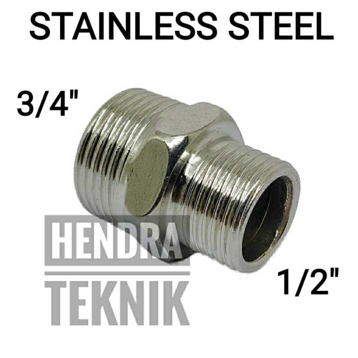 DOUBLE NIPPLE 1/2 INCI X 3/4 DIM DOBEL NEPEL 3/4" X 1/2" IN DRAT LUAR ...