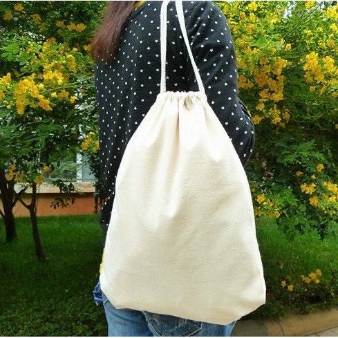Canvas String Bag Plain design Back pack katsa bag Portable drawstring bag stringbag backpack ...