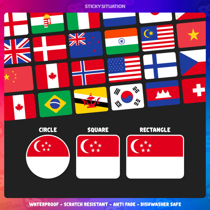 🇸🇬 SG | Country Flag Stickers | Flag Stickers | Singapore Flag Sticker ...