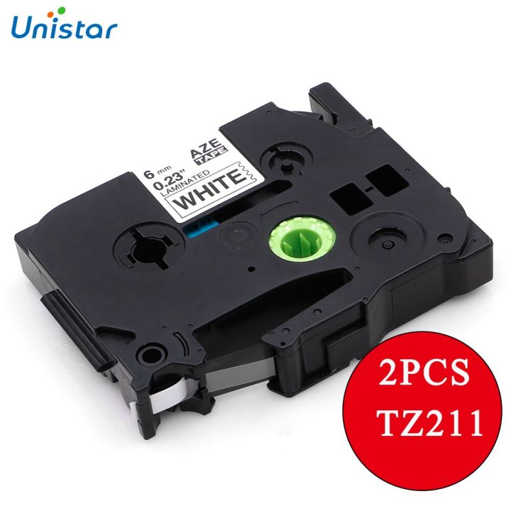 2 PCS Labels Tape Compatible for Brother P-touch Printer TZ211 TZe-211 ...