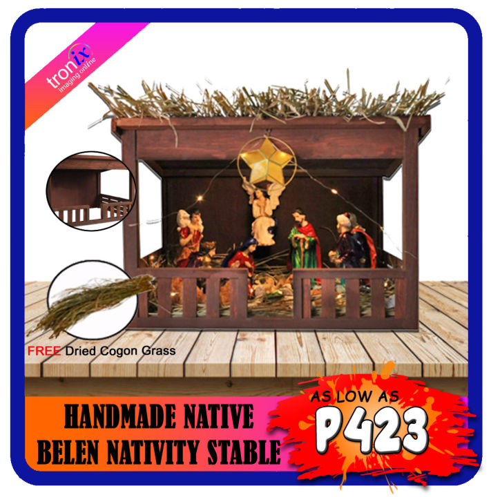 troniximaging Tronix Wooden Stable House - Native Belen Nativity Stable ...
