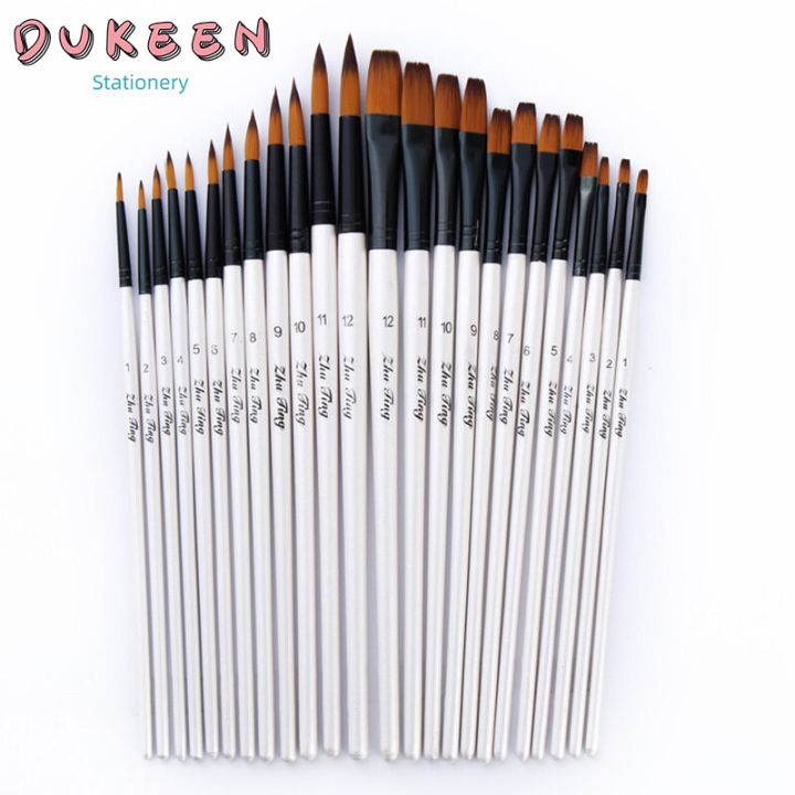 DUKEEN 12 Pcs/Set Nylon Hair Watercolor Paint Brush Pen Set for ...