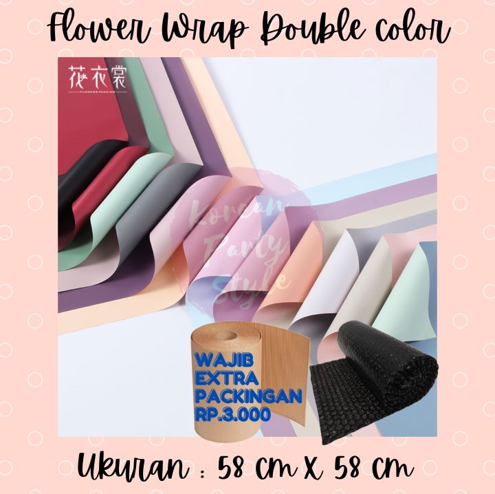 5 LEMBAR KERTAS BUNGA DOUBLE COLOR BIASA KERTAS BUKET FLOWER WRAPPING ...