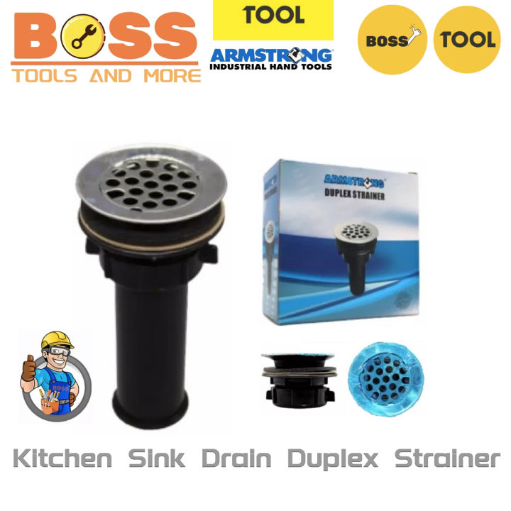 Armstrong Kitchen Sink Drain Duplex Strainer Stainless 2 1/2" Anti ...