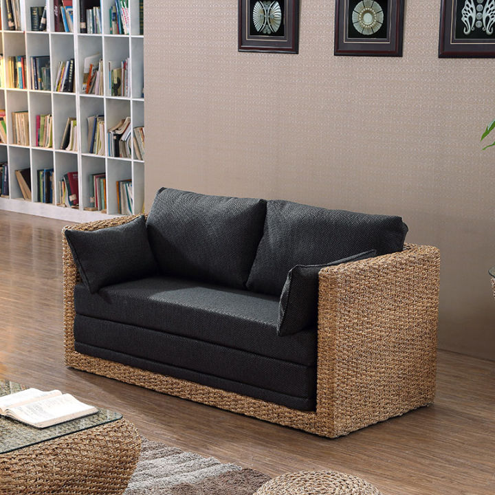 Rattan sofa two-person living room combination rattan sofa bed dual ...