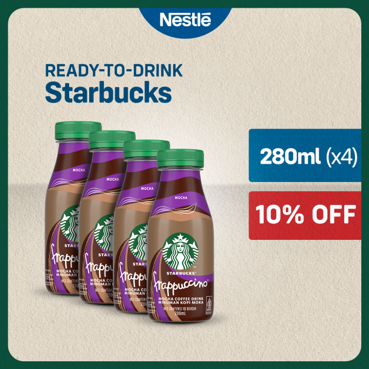 Starbucks Ready-To-Drink Frappuccino Mocha Coffee 280ml - Pack of 4 ...