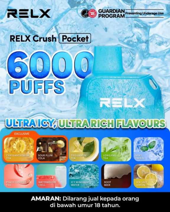 RELX CRUSH POCKET 6000 PUFF | Lazada