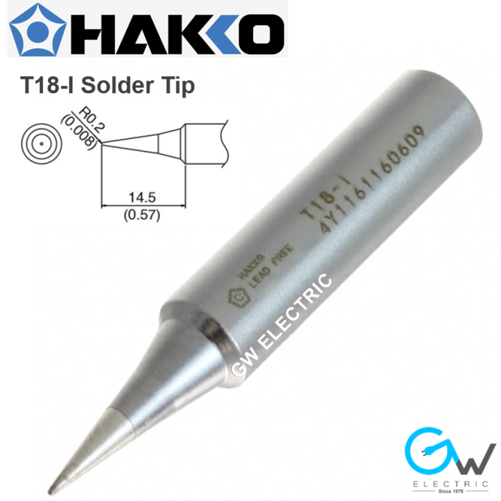 [Original Japan] HAKKO T18-I 0.2mm Radius Sharp Conical Tip for FX-600, FX-8801, 907/900M/913 ...