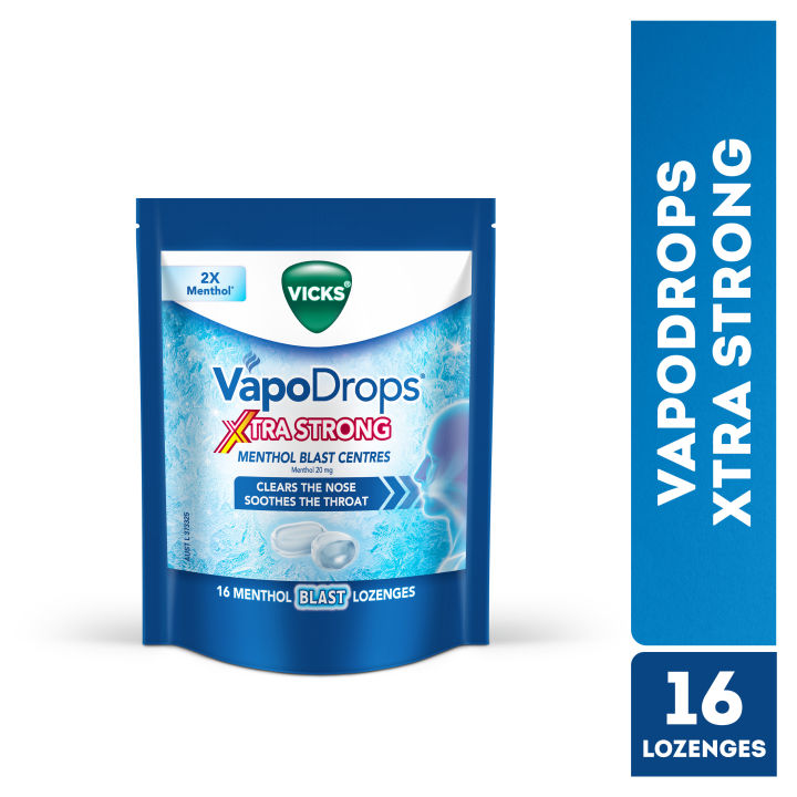 Vicks VapoDrops Xtra Strong Menthol Blast Centres Clear the nose ...