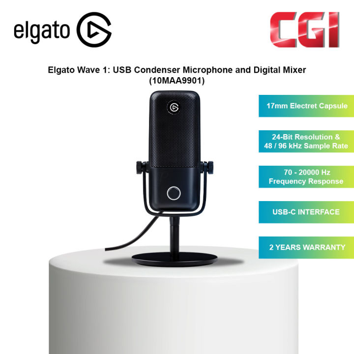 Elgato Wave 1 USB Condenser Microphone and Digital Mixer - 10MAA9901 ...