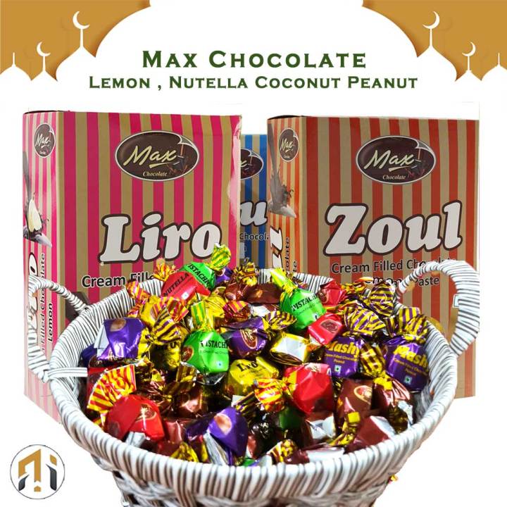 Max Chocolate Liro Cream Filled Chocolate, Lemon, Nuttella , Coconut ...