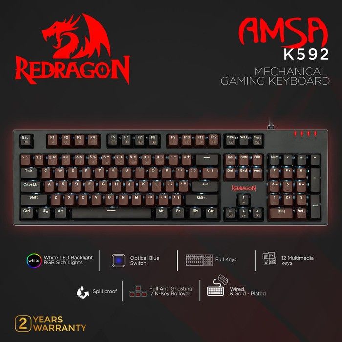 Redragon K592 Mechanical Gaming Keyboard Optical AMSA | Lazada Indonesia