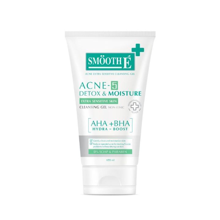 Smooth E Acne-5 Detox & Moisture Cleanser Gel 50 ml. / 120 ml. / 1 Oz ...
