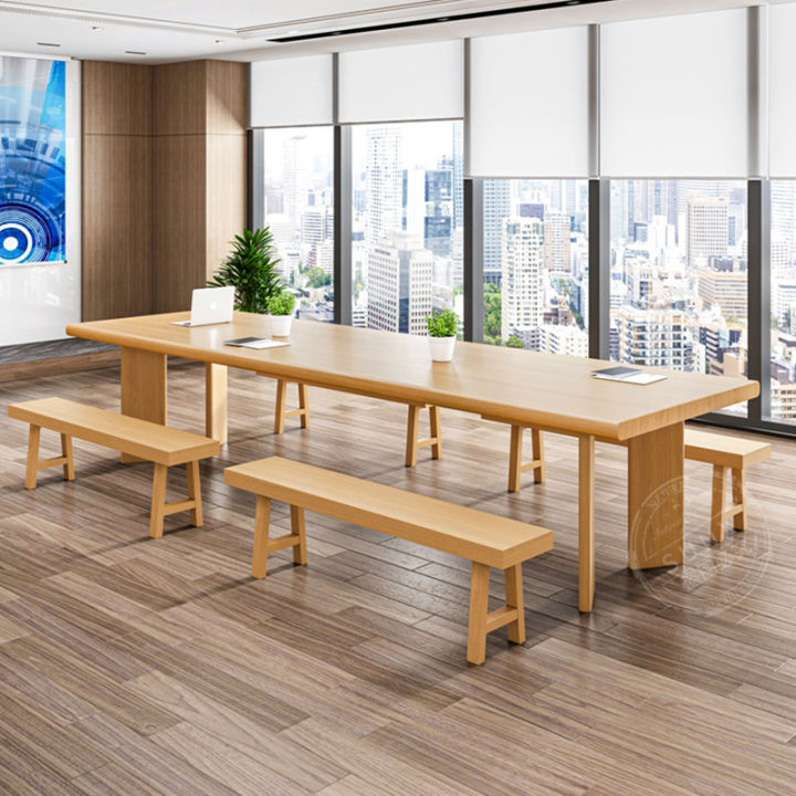 All-solid wood conference table, long table, simple and modern large ...