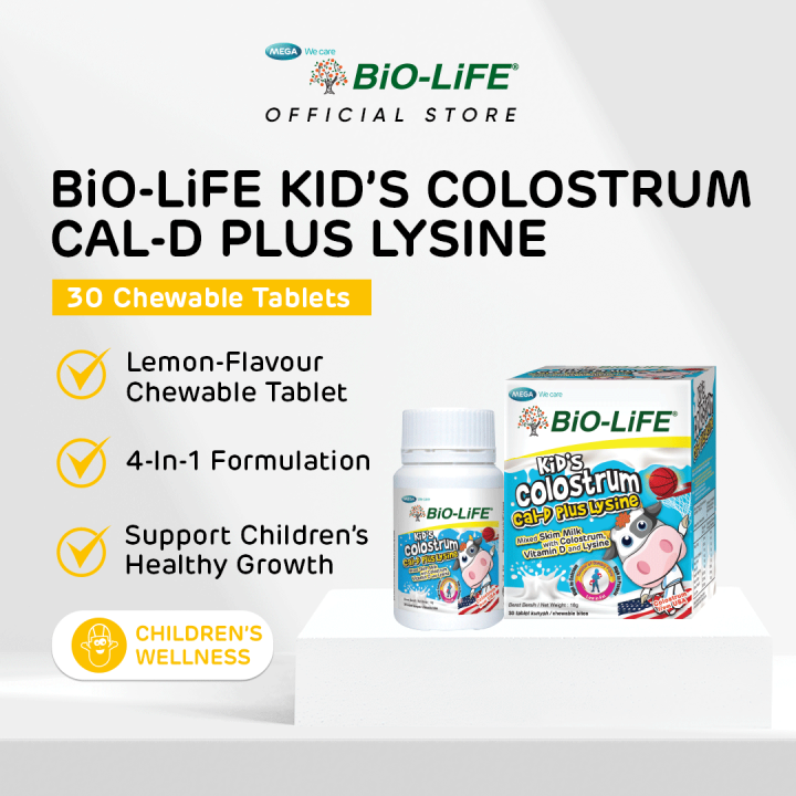 BiO-LiFE Kid’s Colostrum Cal-D Plus Lysine 30 chewable tablets (EXPIRY ...