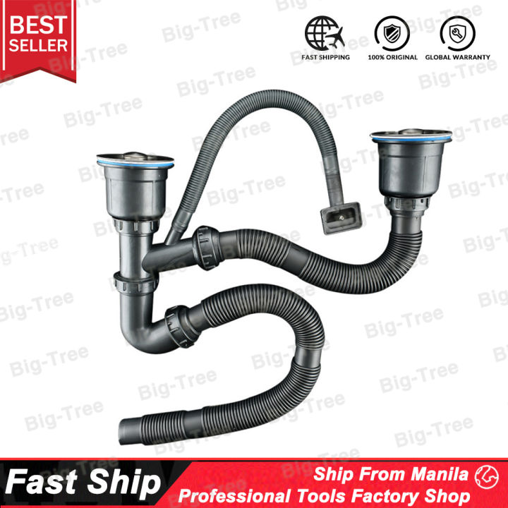 Double Stainless Strainer with Drainage Pipe for Kitchen Sink ...
