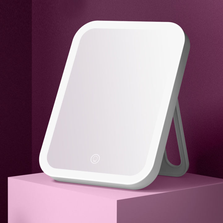 Make-up mirror led light folding dormitory desktop beauty small mirror ...