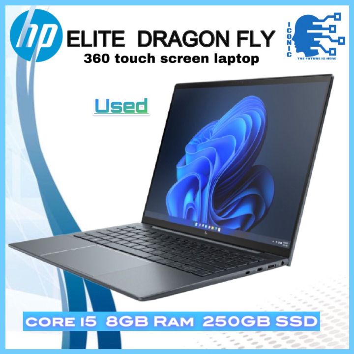 HP Elite Dragon Fly Core i5 8gen 8GB Ram 250GB SSD 360 Touch screen ...