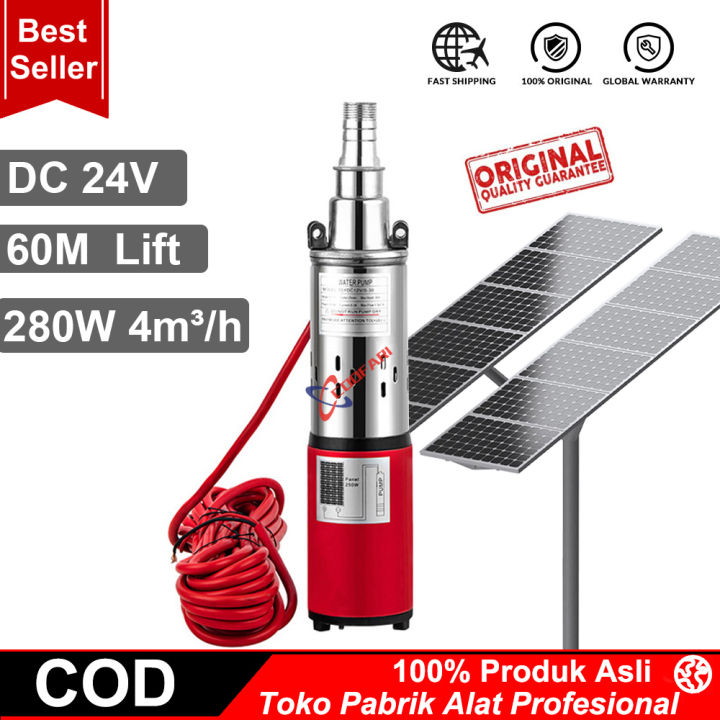 40-60M Lift 280W 12/24V Submersible Pompa Air Tenaga Surya Pompa Sumur ...