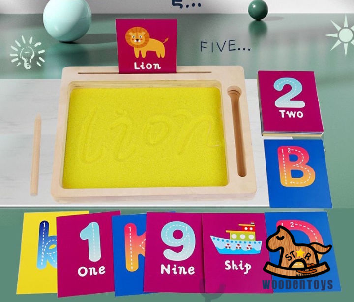 Wooden Montessori Sand Tray with Lid for Writing Letters and Numbers ...