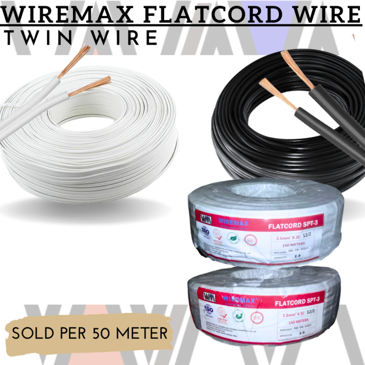 WIREMAX Flatcord Wire High Quality #12/2 (3.5mm) Sold per 50 Meters ...