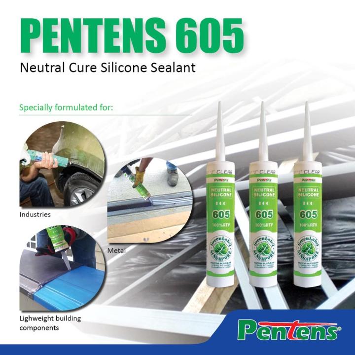 PENTENS 605 Neutral Cure Silicone Sealant (275gm)~colour black ,white ...
